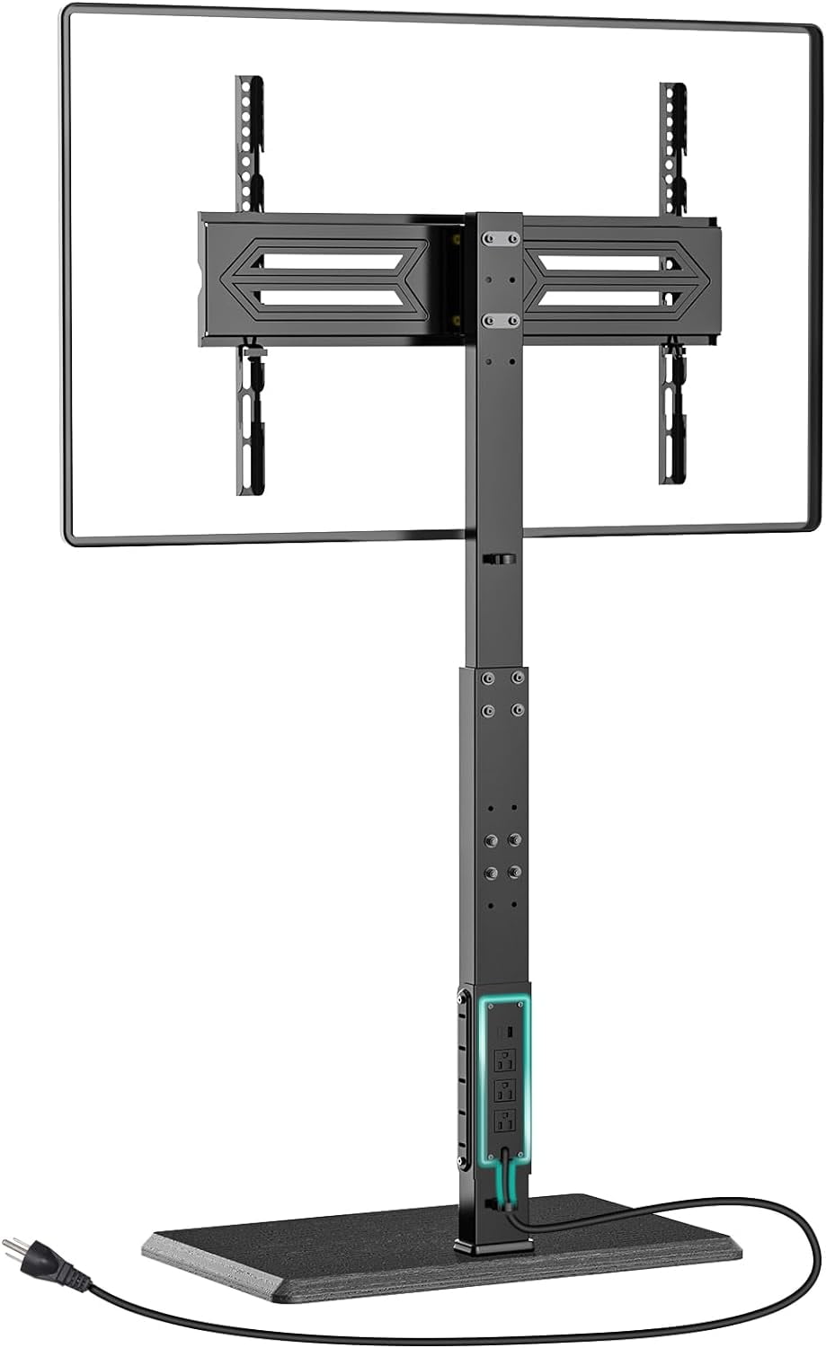 Floor TV Stand with Power Outlet, Tall TV Stand Mount for 32-70 inch TV up to 110 lbs, Swivel ...