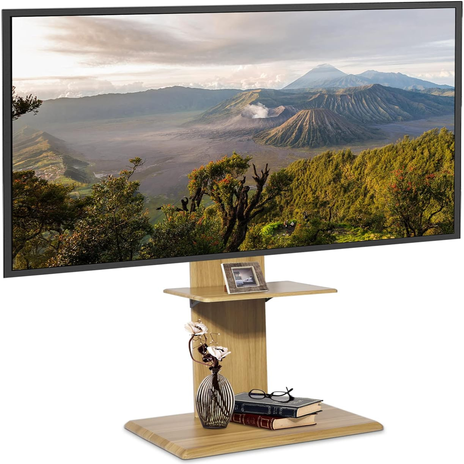 Floor TV Stand with Height Adjustable and Media for 32-70 inch Screen ...