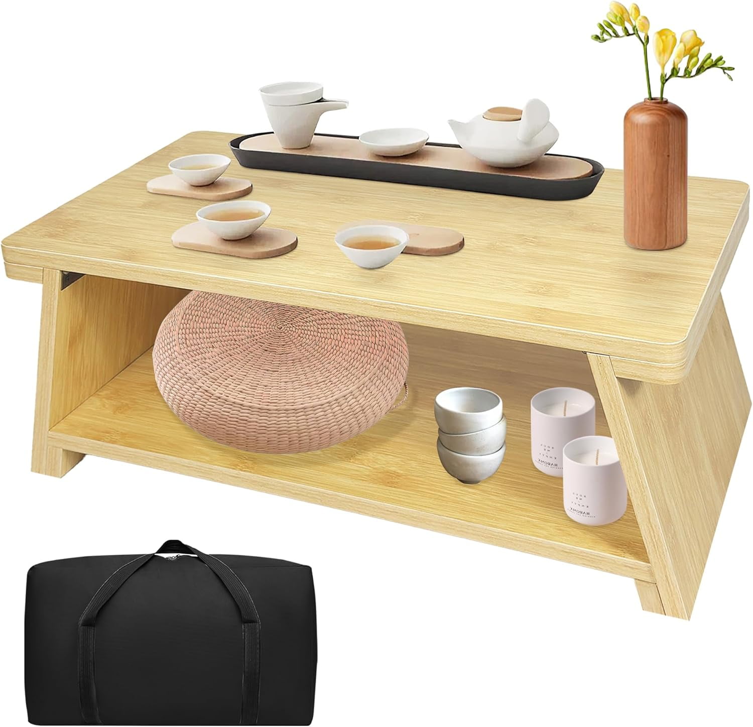 Floor Table, Altar Table Paulownia Folding Design, Low Meditation Table ...