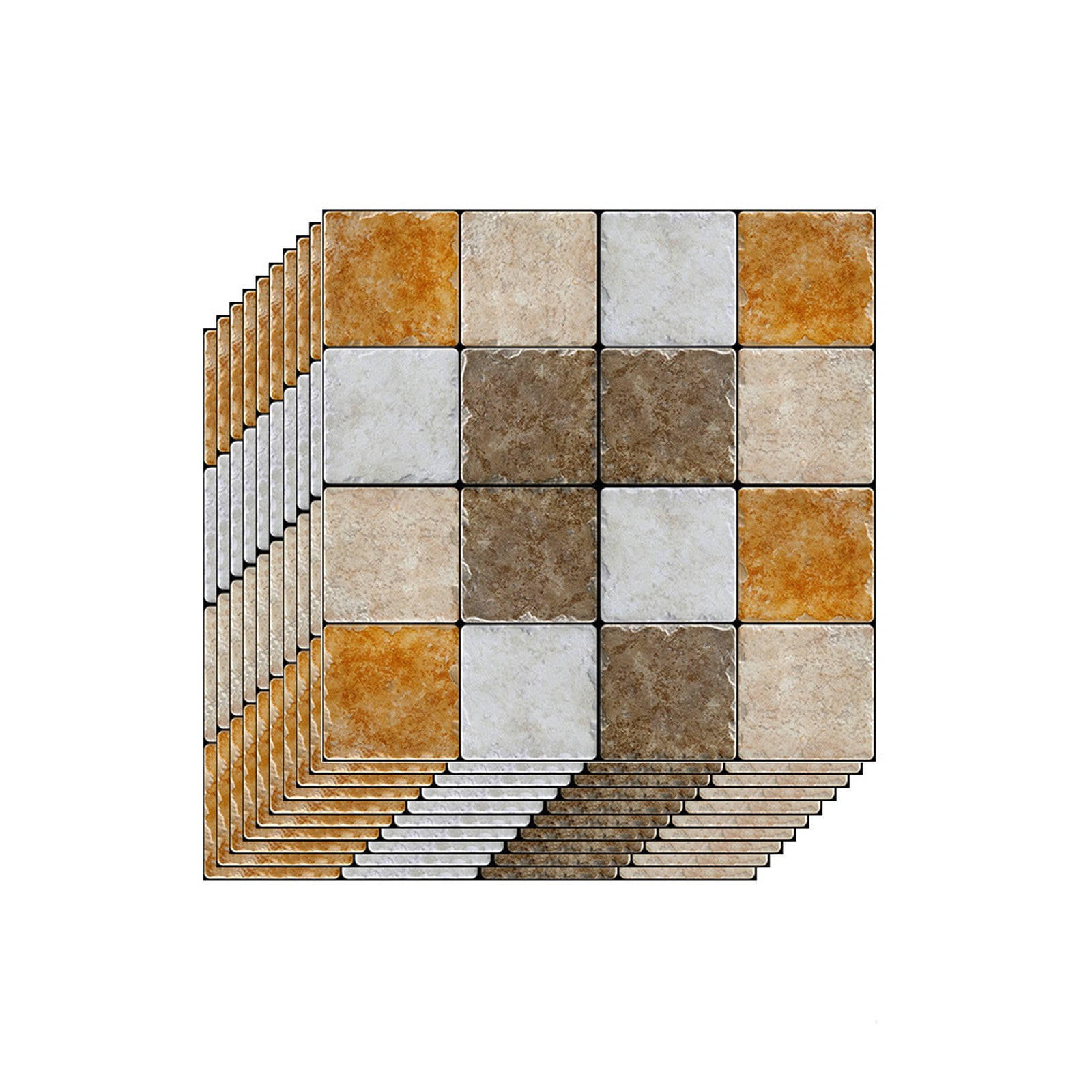 Floor Tile Stickers Self-Adhesive 3D Mosaic Tile Stickers 10Pc Peel ...