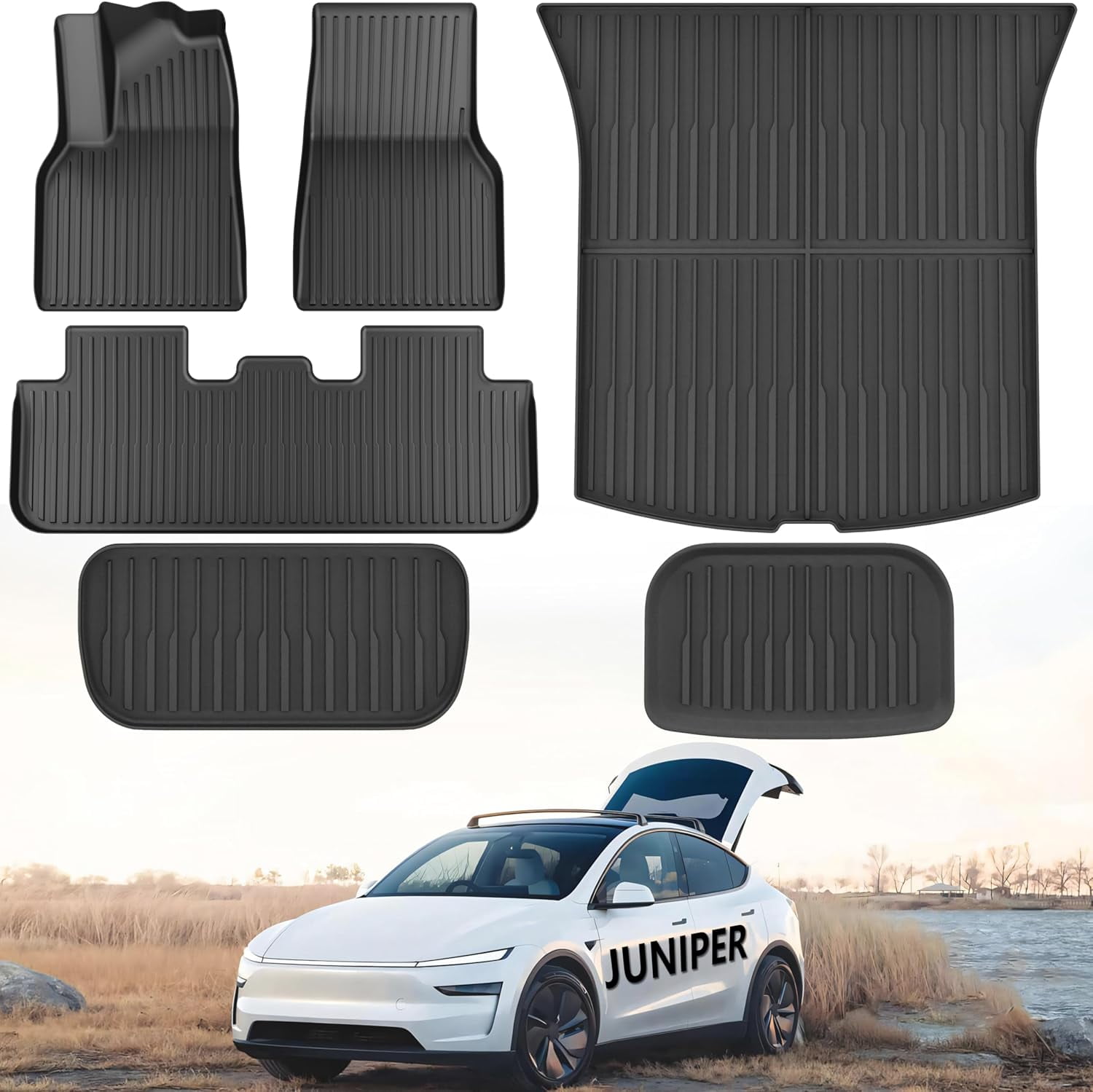 Floor Trunk Mat Fit for Tesla Model Y Juniper 2025 2026 (5-Seat), TPE ...