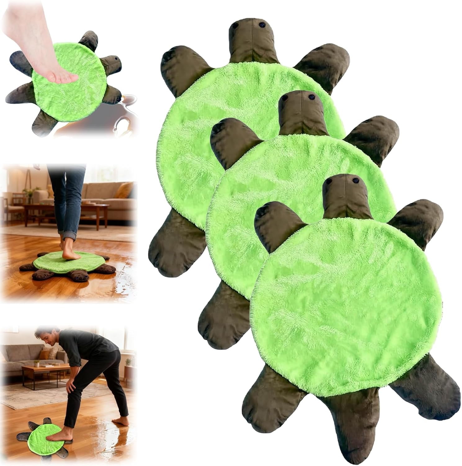 Floor Turtle Foot Mop Hands-Free Microfiber Floor Pad with Reusable ...