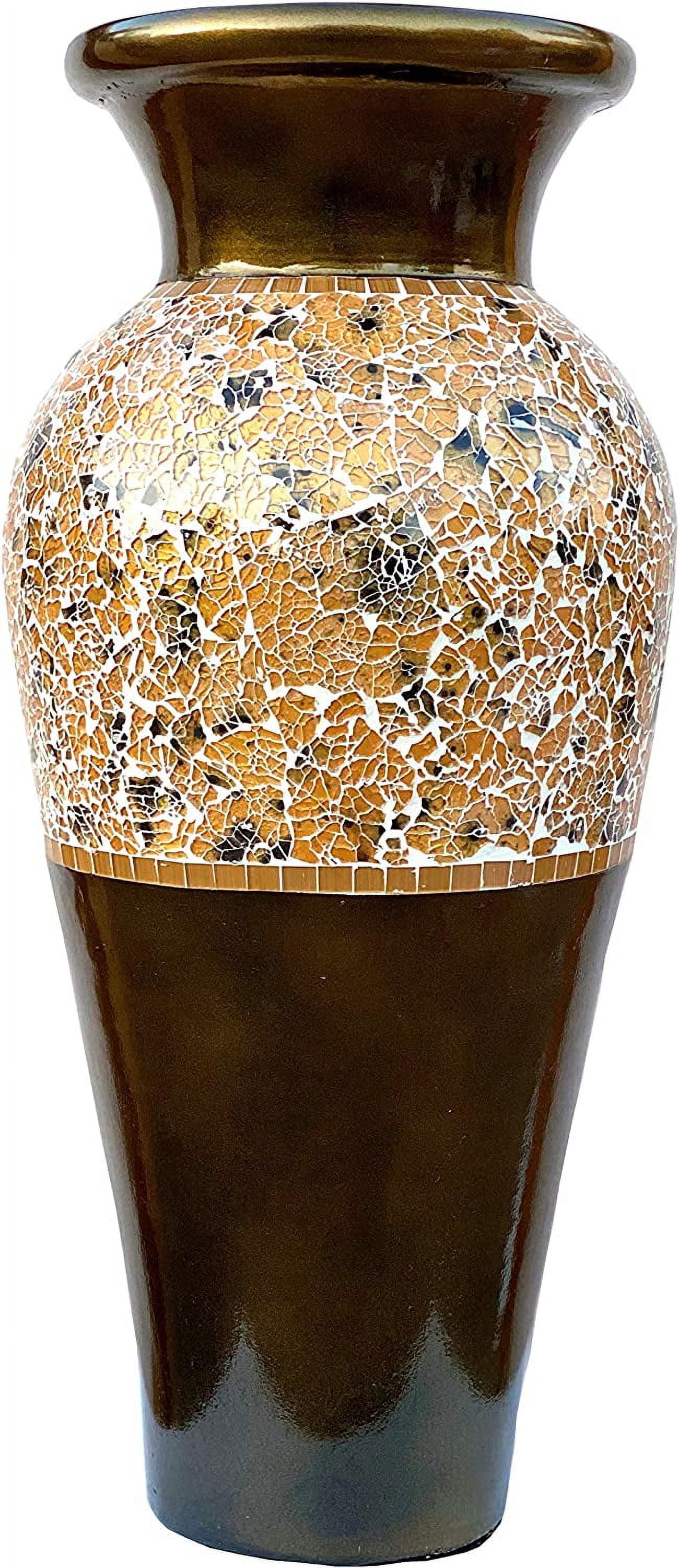 Floor Vase, 24 Inch Mosaic Vase – Tall Cylinder Made of Brass with ...
