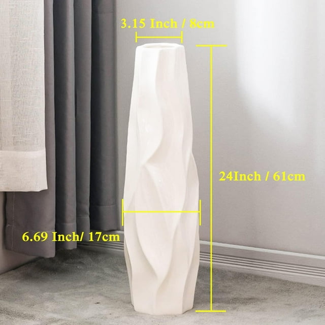 Floor Vase, 24 Inches Tall Ceramic White Large Decorative Vases for ...