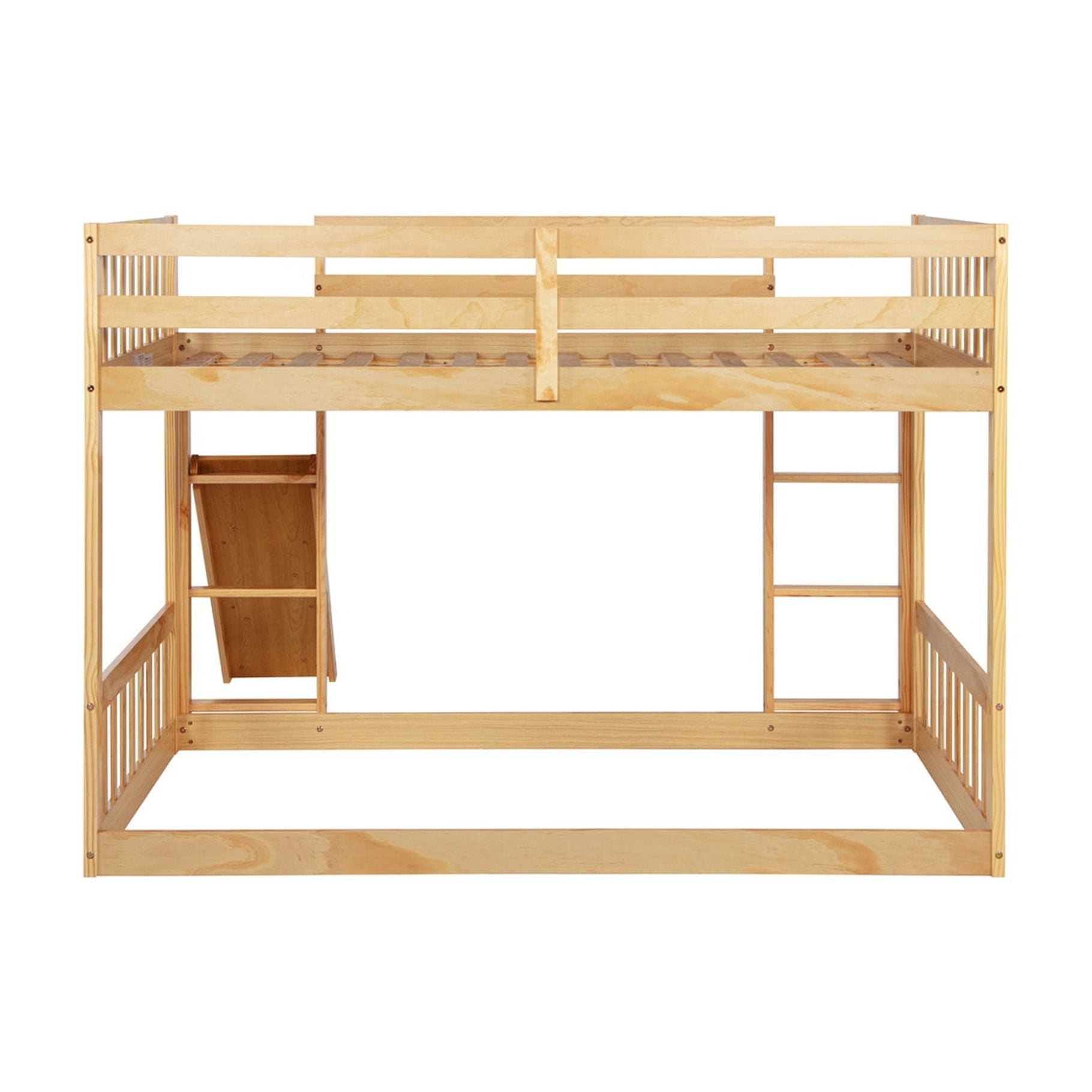 Floor bunk bed with climbing ramp and under-bed playhouse | Optimize ...