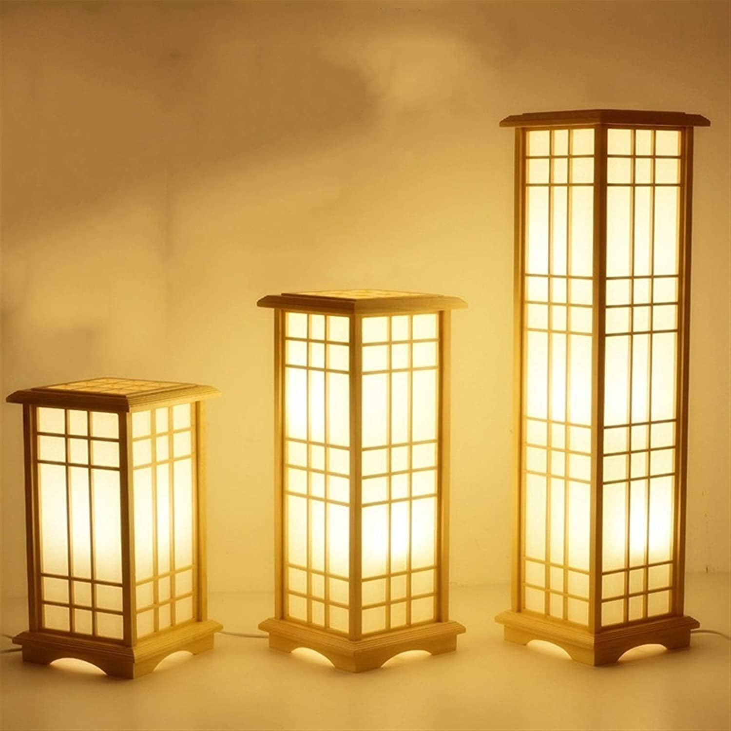 Floor lamp Japanese Tatami Style Square Shape Wooden LED Lamp Floor ...