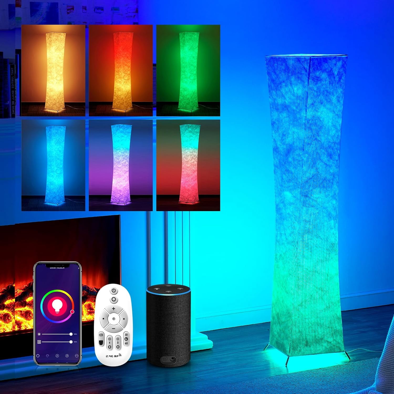 Floor lamp, RGB Standing Lamps for Bedroom, 7 Colors Changing and ...