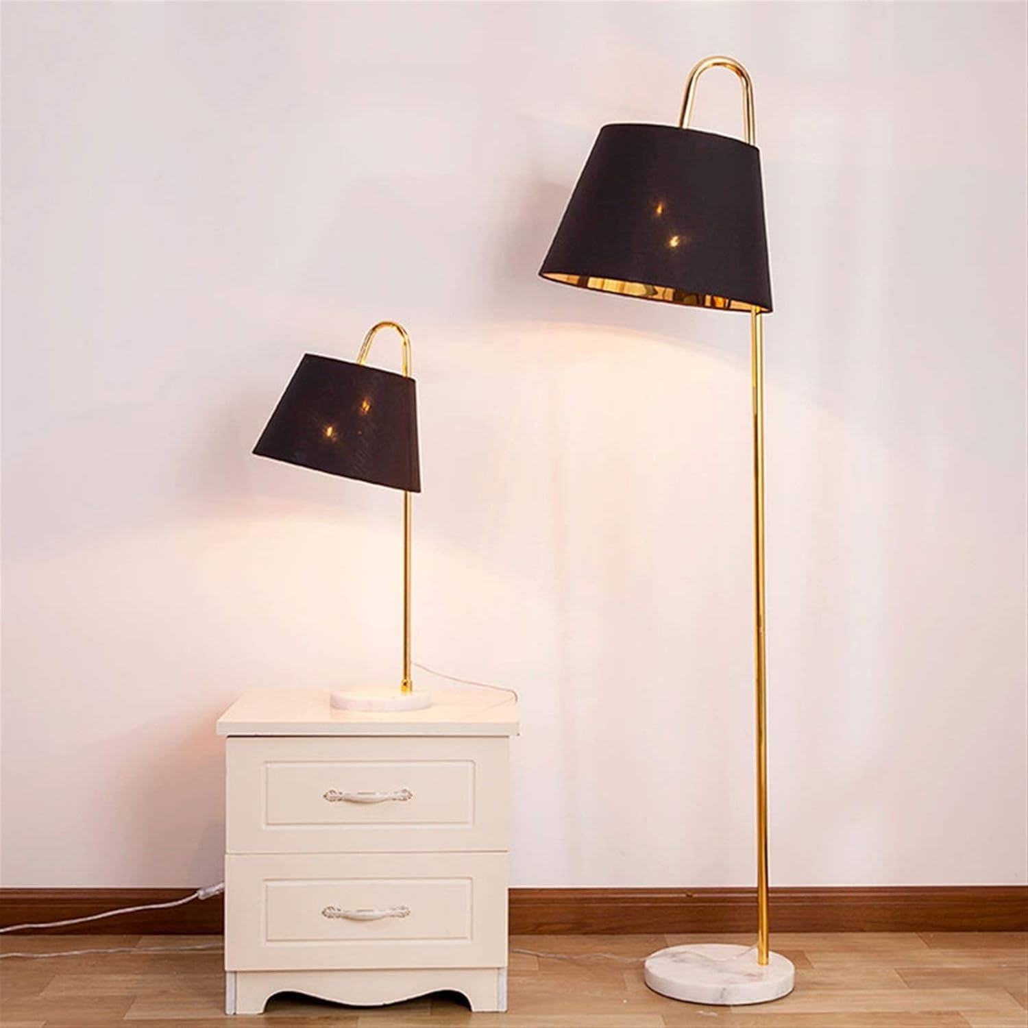 Floor lamp Stand Light Fixtures Floor Lamp Black Cloth Lampshade ...