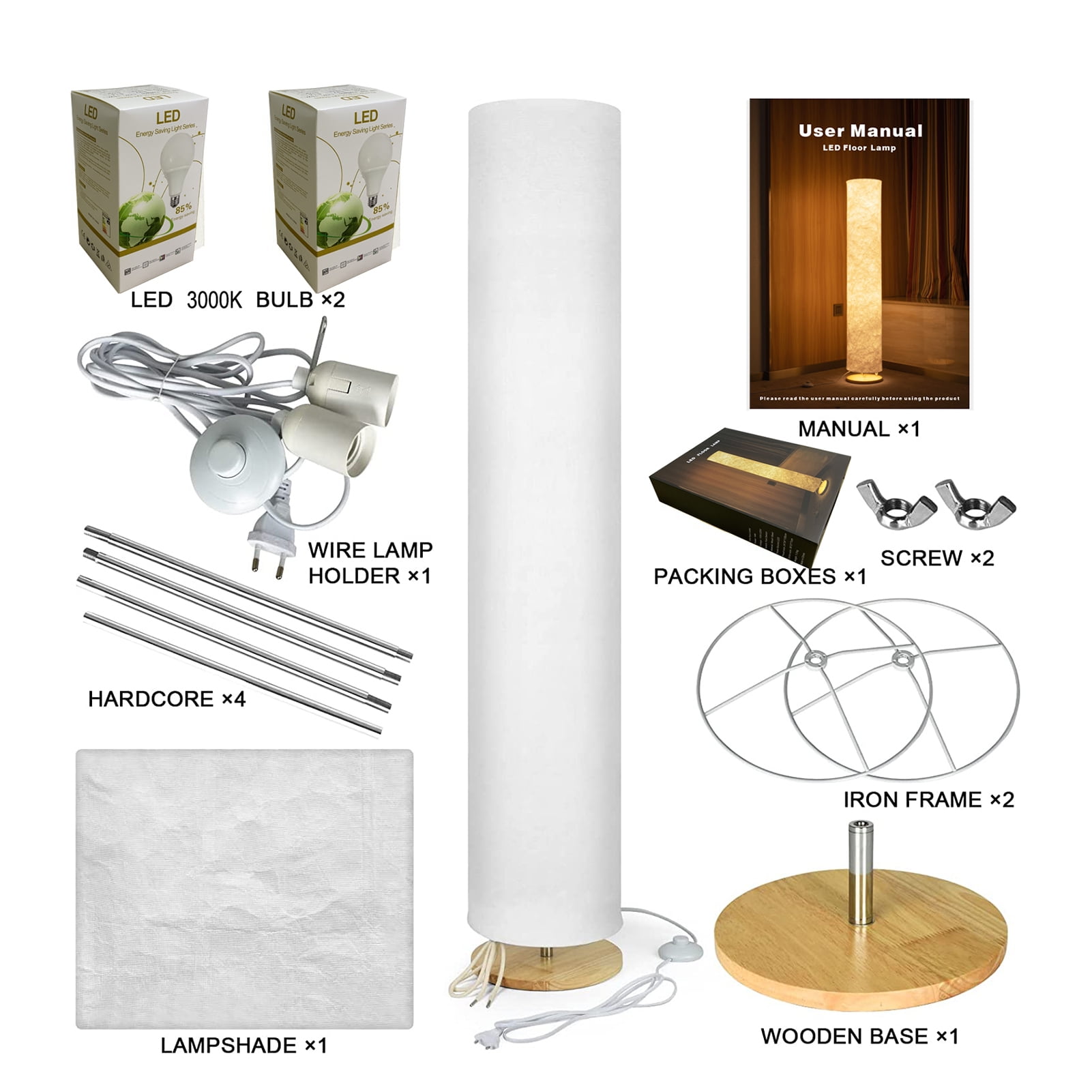 Floor lamp,With Stickers Bedroom E27 Socket Pedal Socket Pedal Switch ...