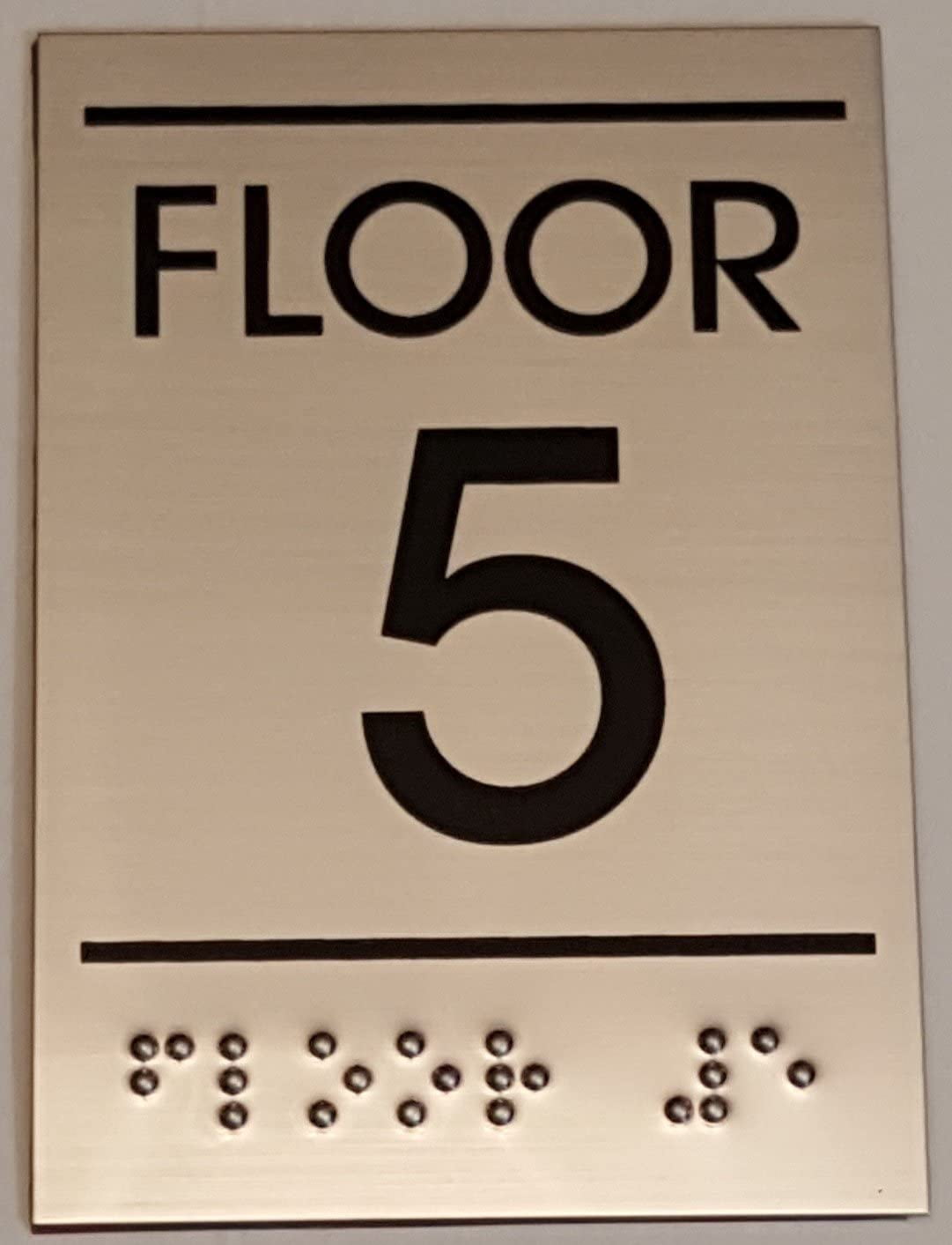 Floor number Sign FIVE (5)- BRAILLE-STAINLESS STEEL ( Heavy Duty ...