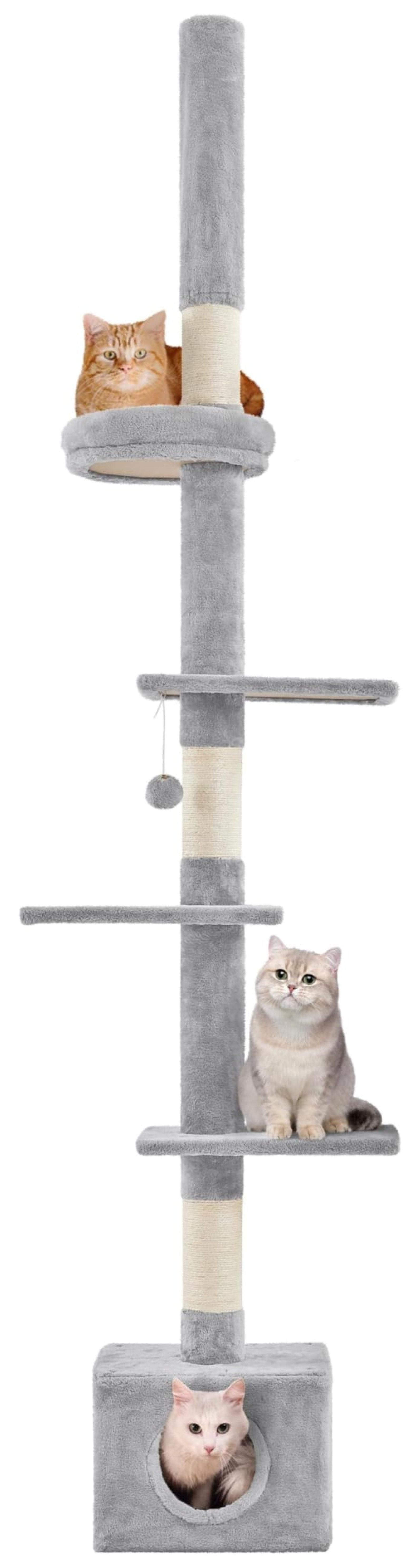 , Floor to Ceiling Cat Tower for Large Cats, 89-104.5in Height ...