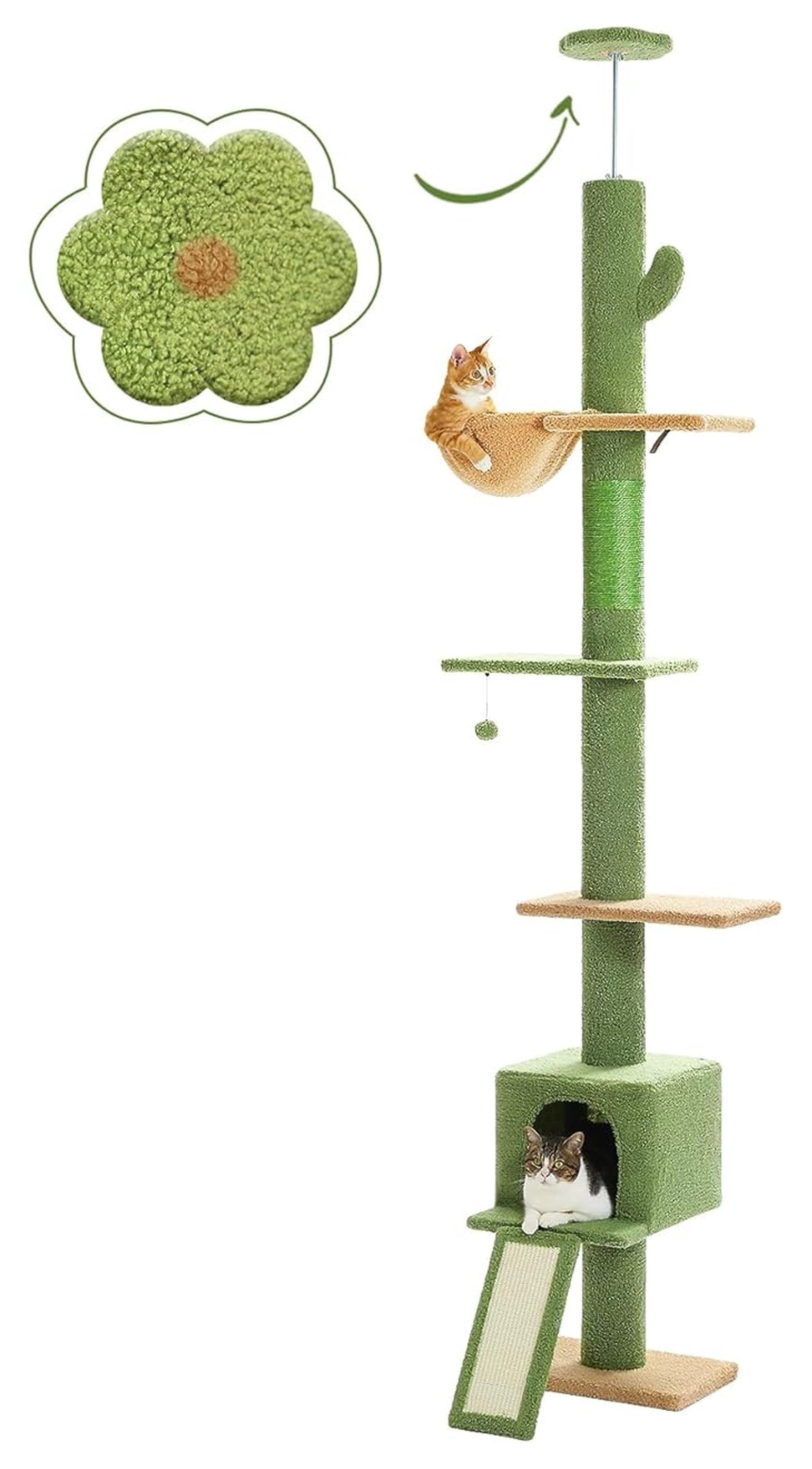 Floor to Ceiling Cat Tree [83-108 Inch] Adjustable, Cat Tower 5 Levels ...