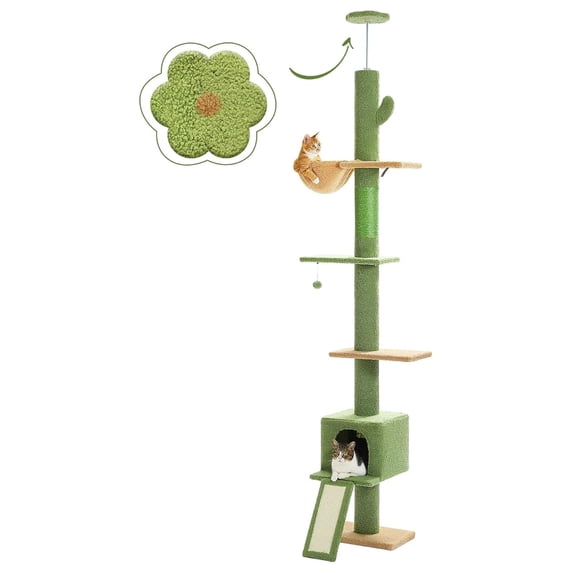 Floor to Ceiling Cat Tree [83-108 Inch] Adjustable, Cat Tower 5 Levels ...