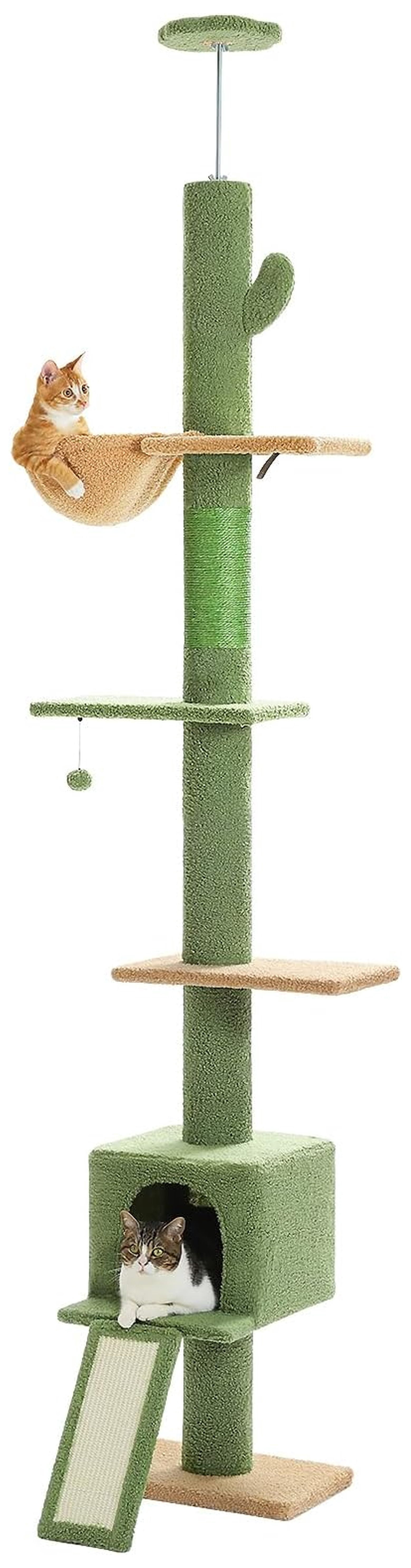 Floor to Ceiling Cat Tree, Tall Cat Tower Adjustable 83-108", 5 Levels ...