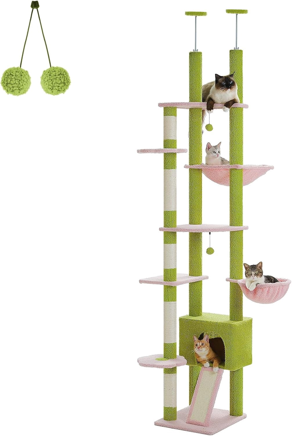 Floor-to-Ceiling Cat Tree Tower, Adjustable [90.5''-100.4''] Cat ...