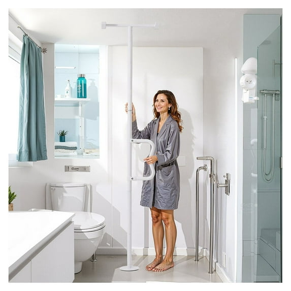 Floor to Ceiling Transfer Pole, Bathroom Grab Bar - 300lbs Capacity ...