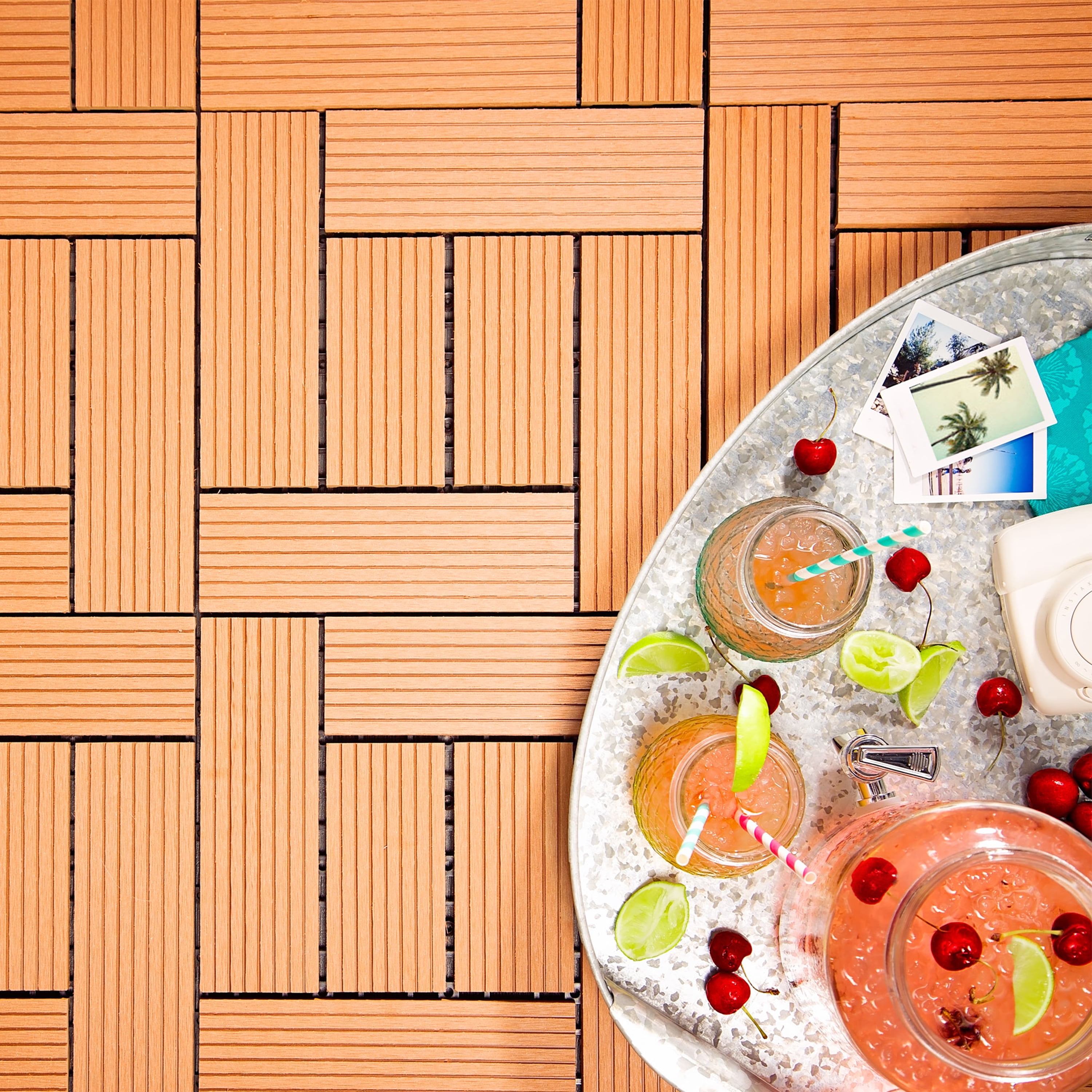 FlooringInc DYI Helios Outdoor 6 Slat Interlocking Deck Tiles, 12"x12 ...