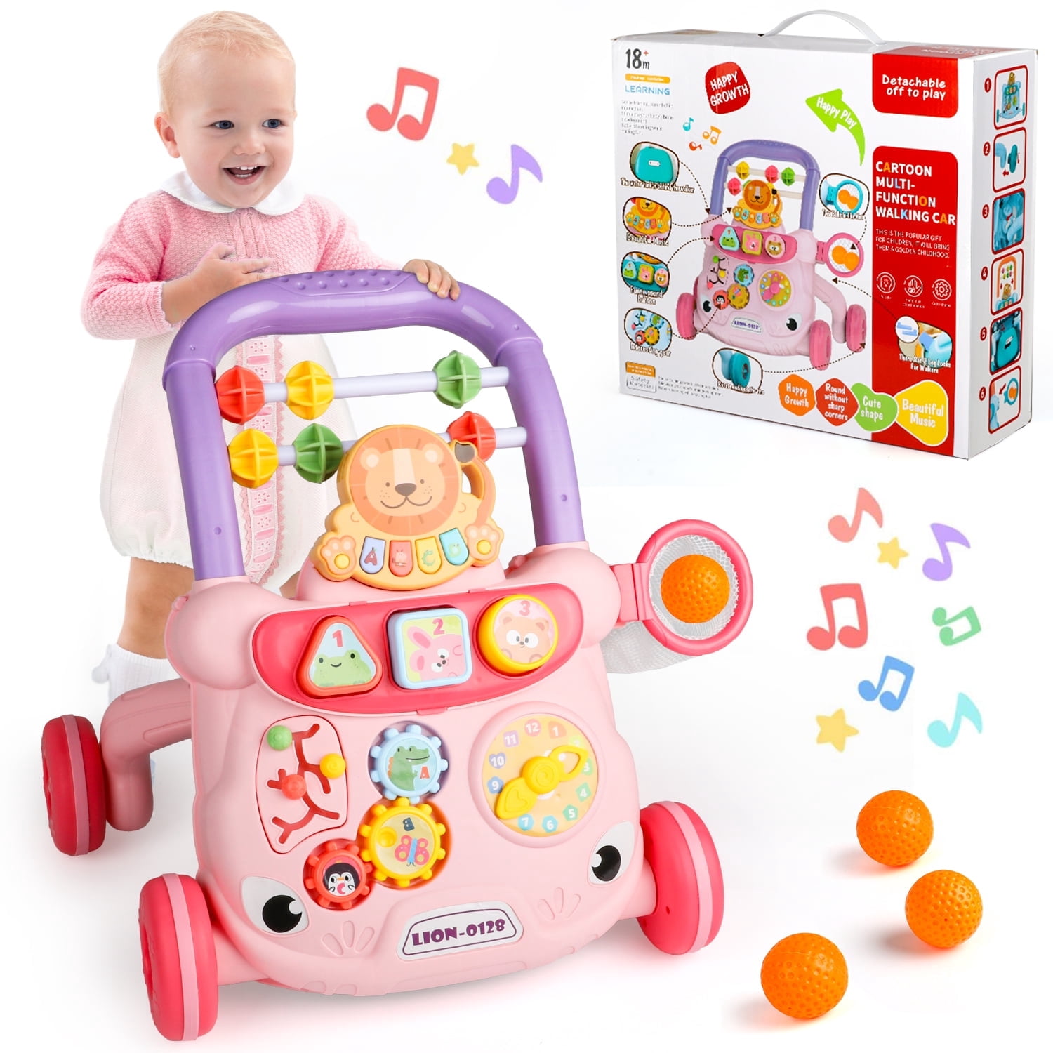 FLOOYES Baby Push Walker Toy, Sit to Stand Learning Walker for 6-18 ...