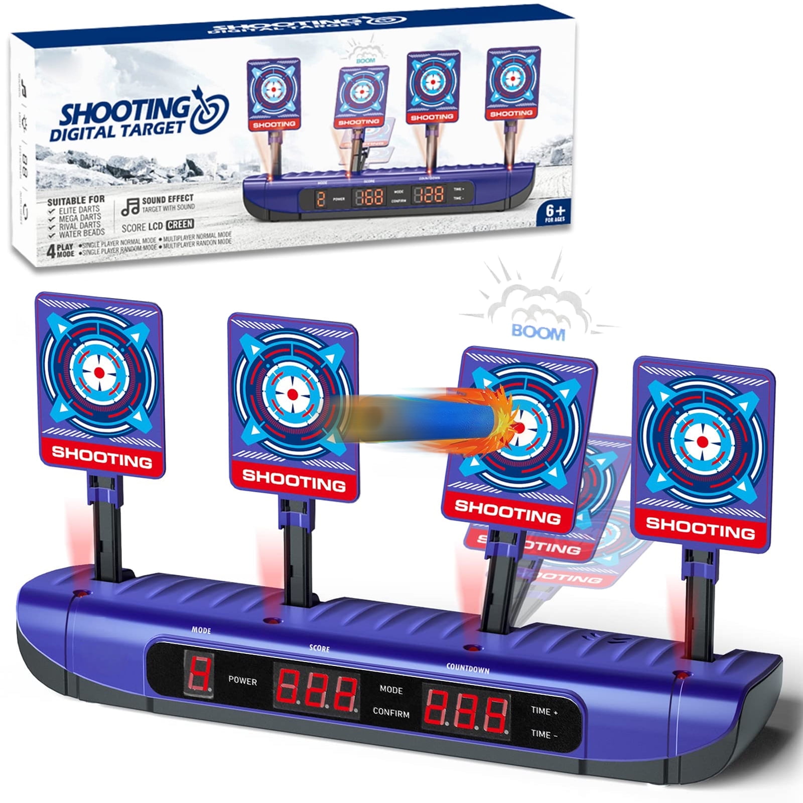 Flooyes Electronic Shooting Target for Nerf, 4 Shooting Target Scoring ...
