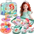 Flooyes Mermaid Tea Party Set for Kids, 48 PCS Pretend Play Set with ...