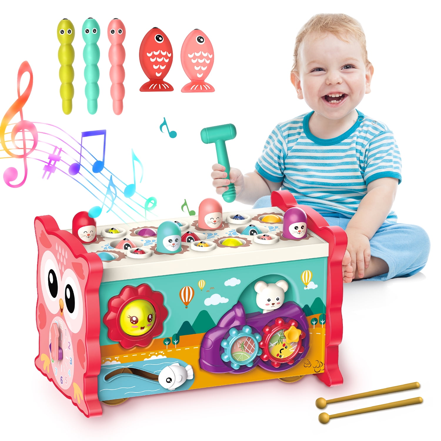 Flooyes Montessori Toys for 1 Year Old,Whack-A-Mole Hammering Pounding ...