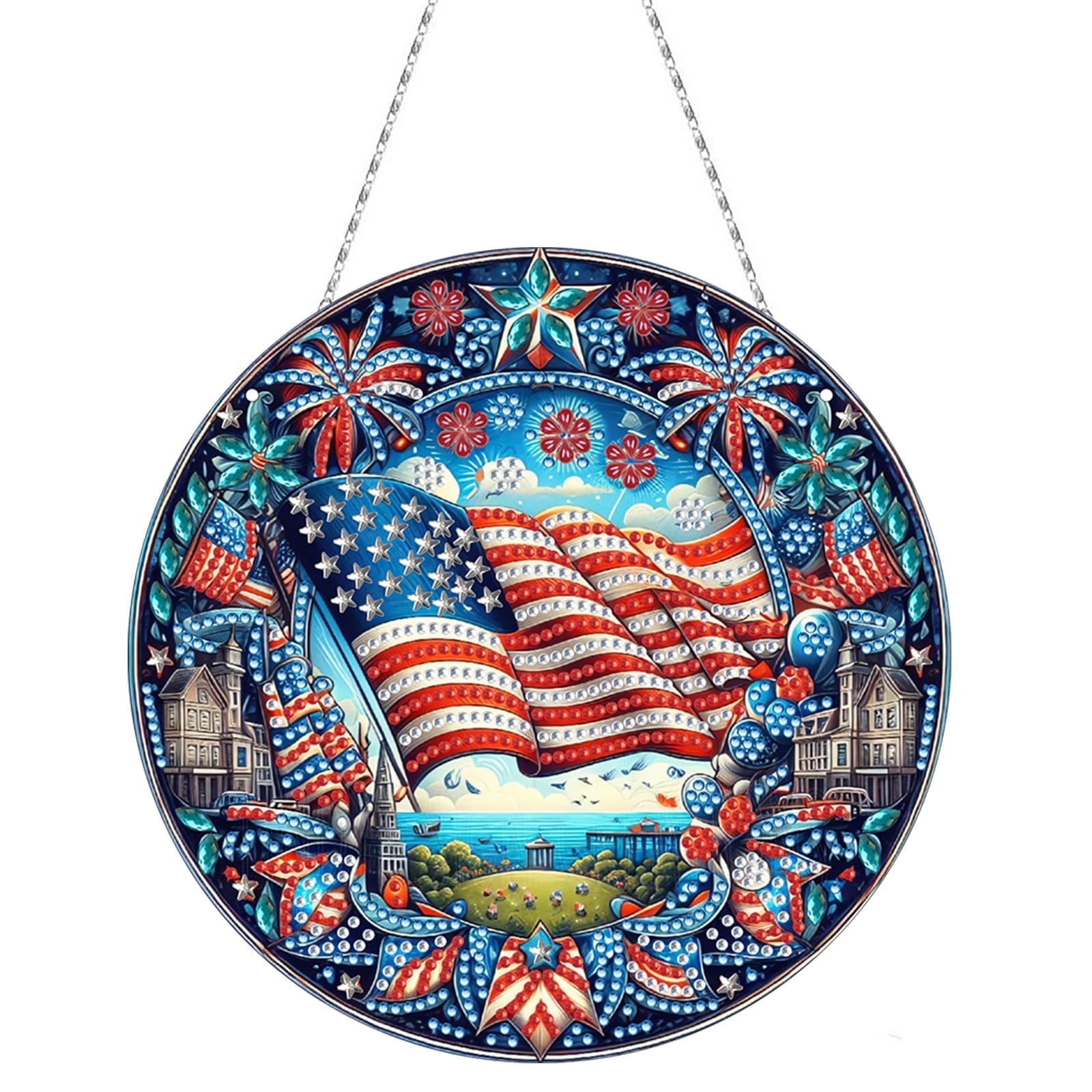 Flopesn DIY Special Holiday Theme Diamond Painting Pendant Round Home ...