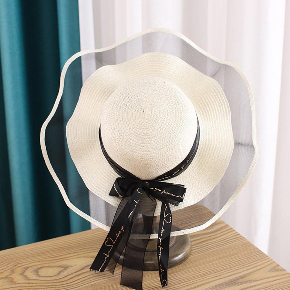 Floppy Foldable Ladies Women Straw Beach Sun Hat Summer Brim Wide ...