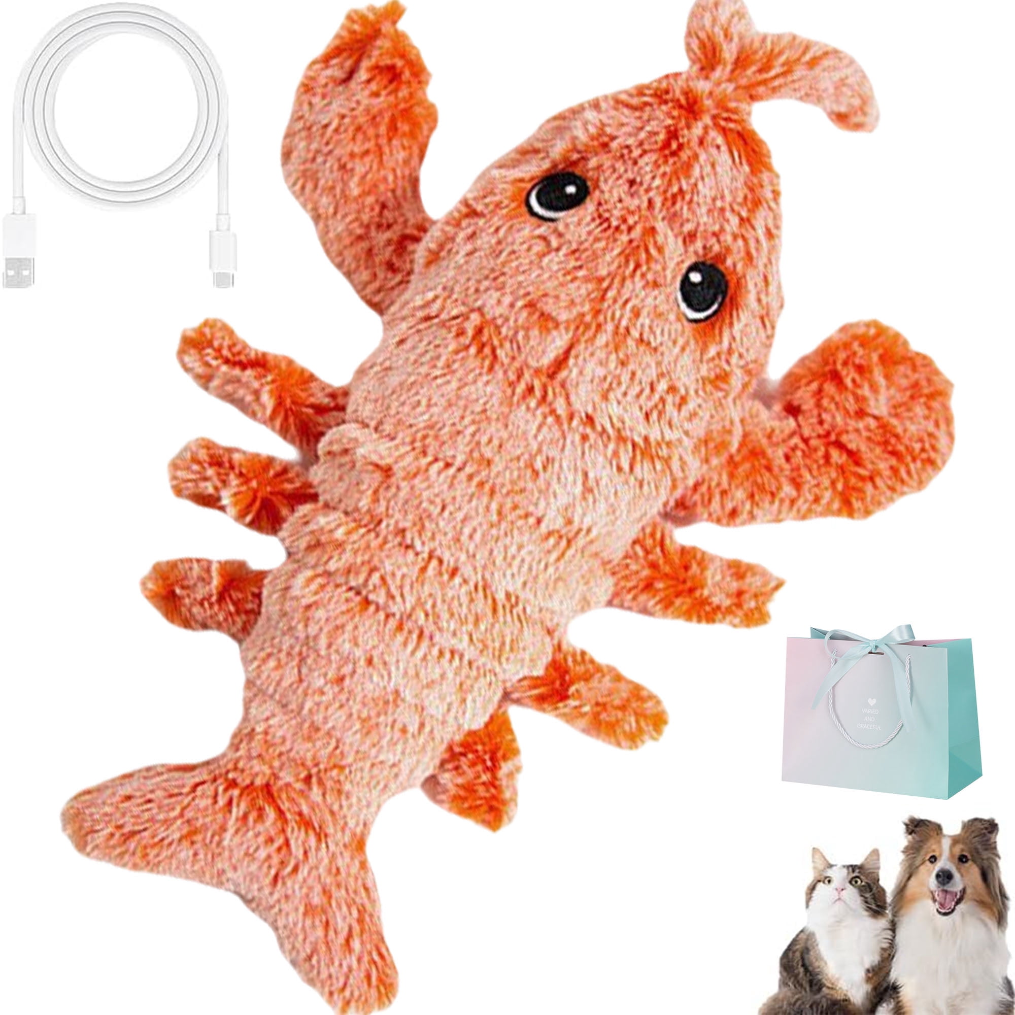 Floppy Lobster Interactive Dog Toy, 2025 New Plush Jumping Moving Dog ...