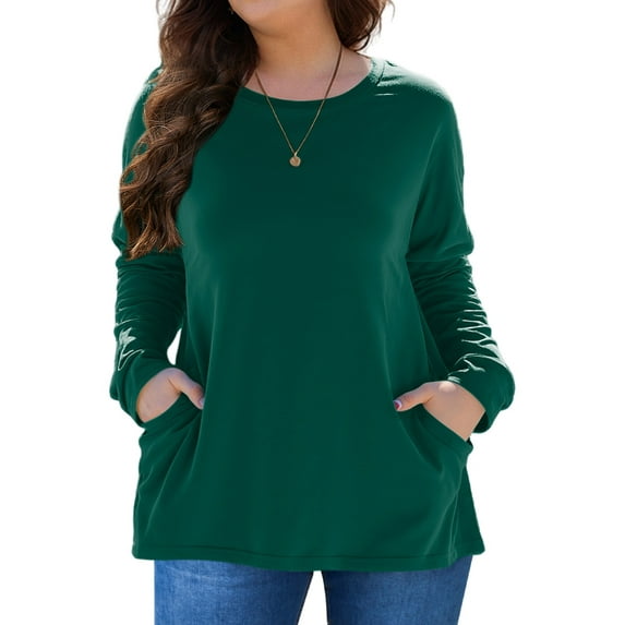 FlorCurve Plus Size Sweatshirts for Women Long Sleeve Tunic Tops Casual ...