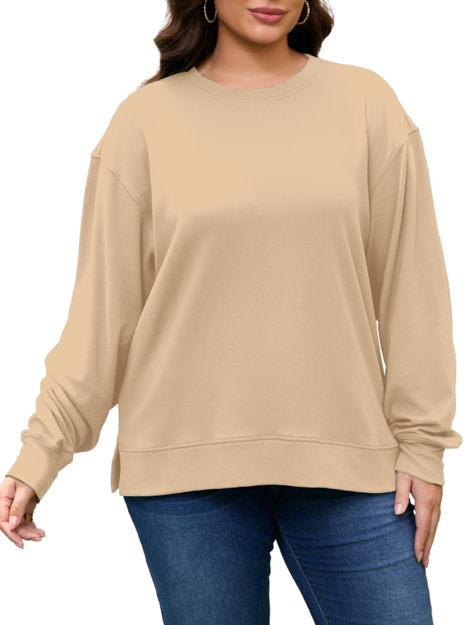 FlorCurve Plus Size Sweatshirts for Women Crew Neck Long Sleeve ...