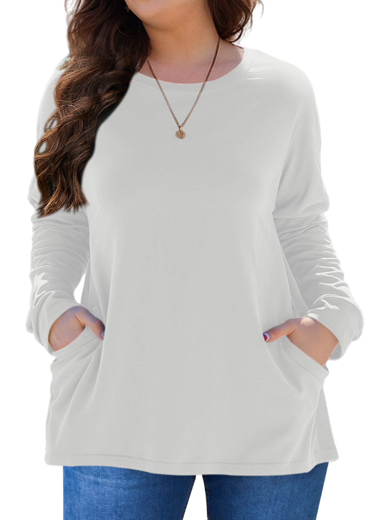 FlorCurve Sweatshirts Pullovers for Women Plus Size Long Sleeve Tops ...