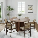 Flora 52" Soild Wood Dining Table Round Kitchen Table, Walnut - Walmart.com