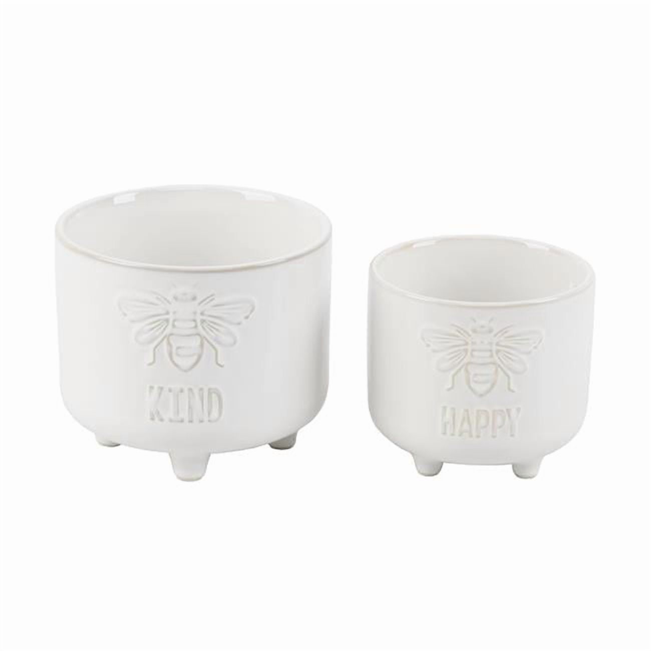 Flora Bunda 6" & 4.75" BE KIND Footed Ceramic Planter Set of 2 ...