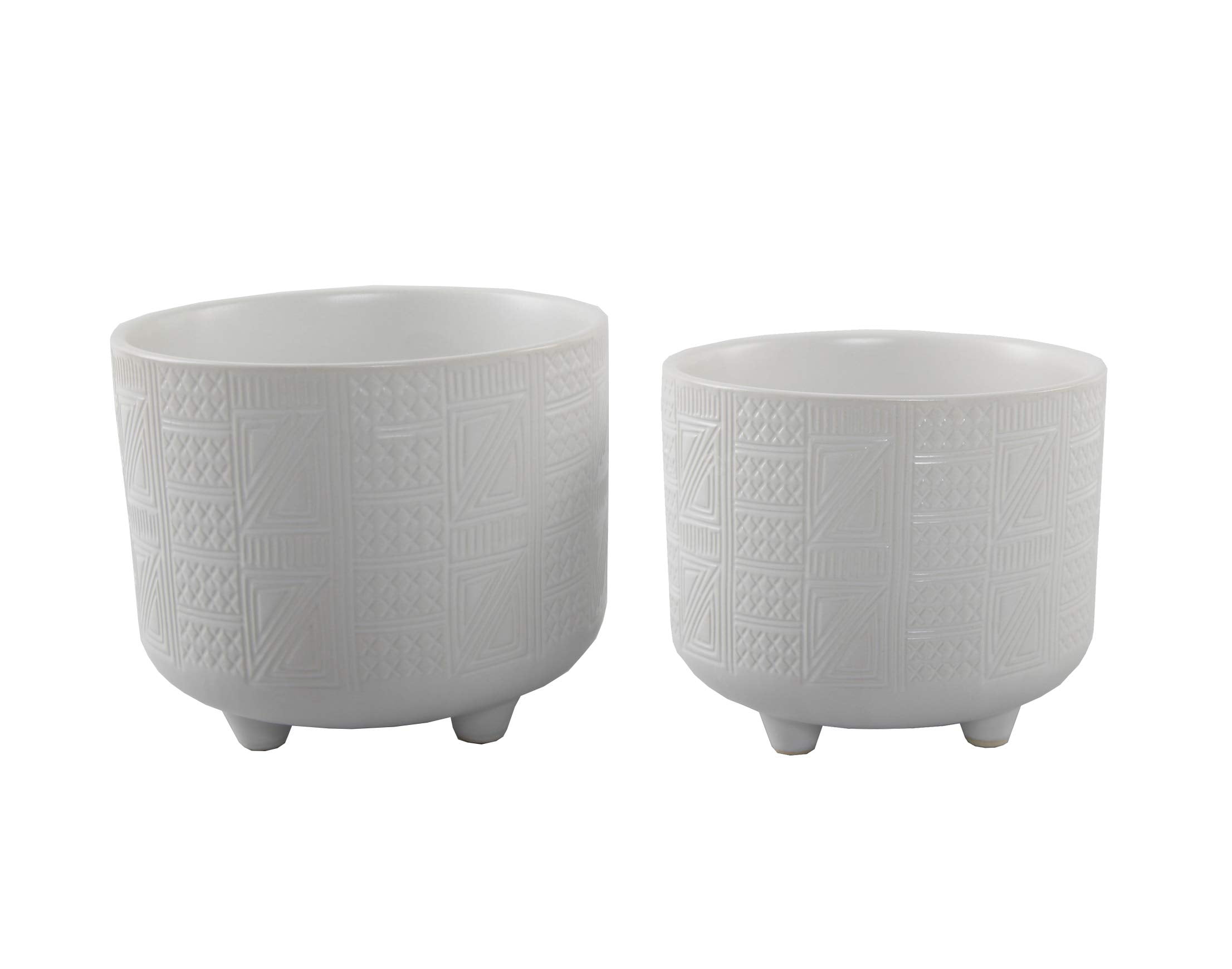 Flora Bunda 6 in & 4.75 in Hiero Ceramic Footed Planter,Matte White Set ...