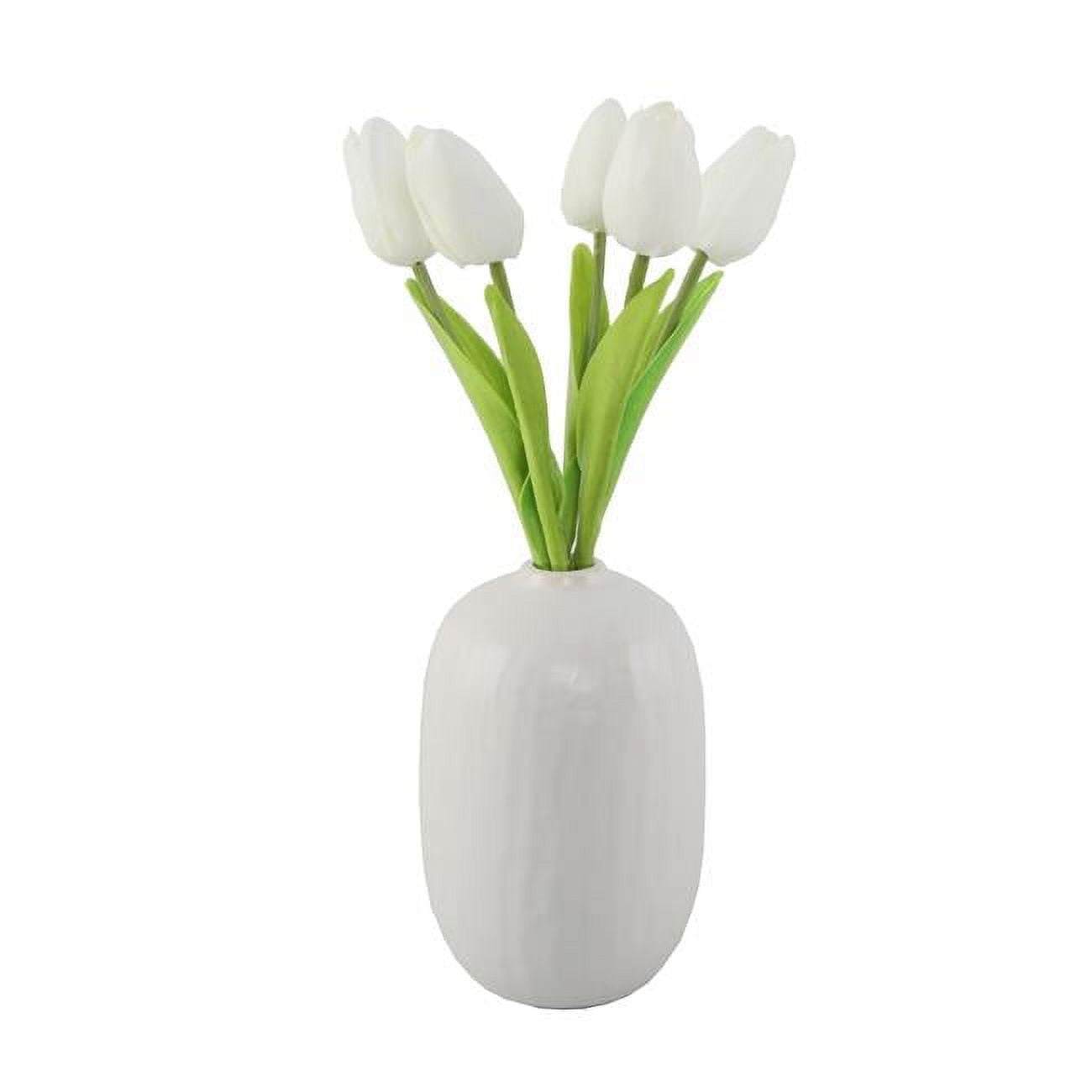 Flora Bunda CS4557E-WH 13' Real-touch Tulips in 6.25' Ceramic Vase ...