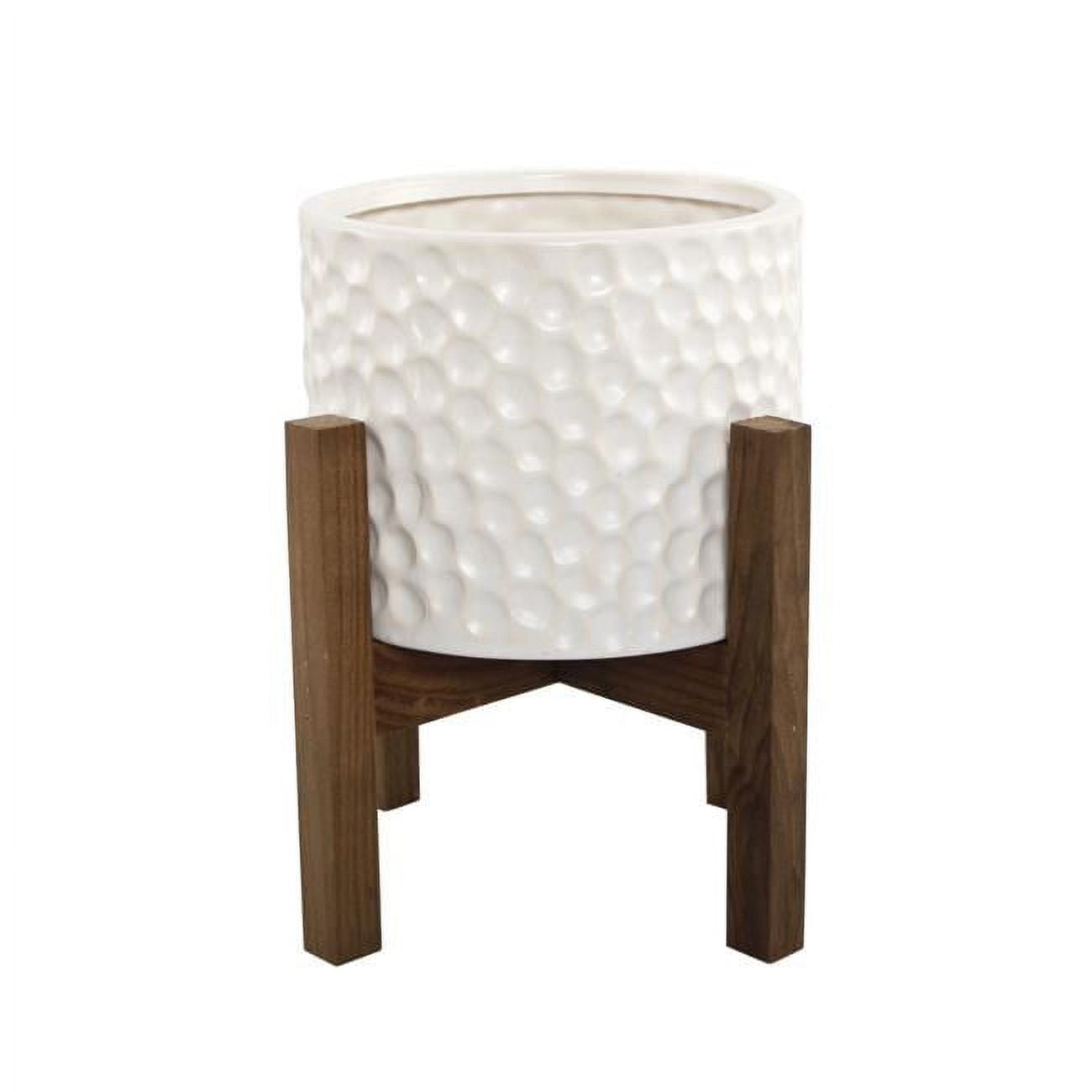 Flora Bunda CT1109E-CRM 5.5' Beehive Ceramic Planter on Wood Stand ...