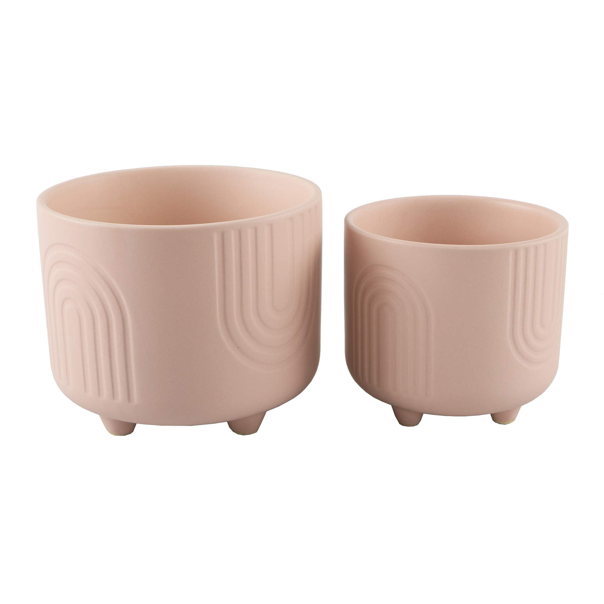 Flora Bunda 6 in & 4.75 in Rainbow Ceramic Footed Planter,Matte Peach ...
