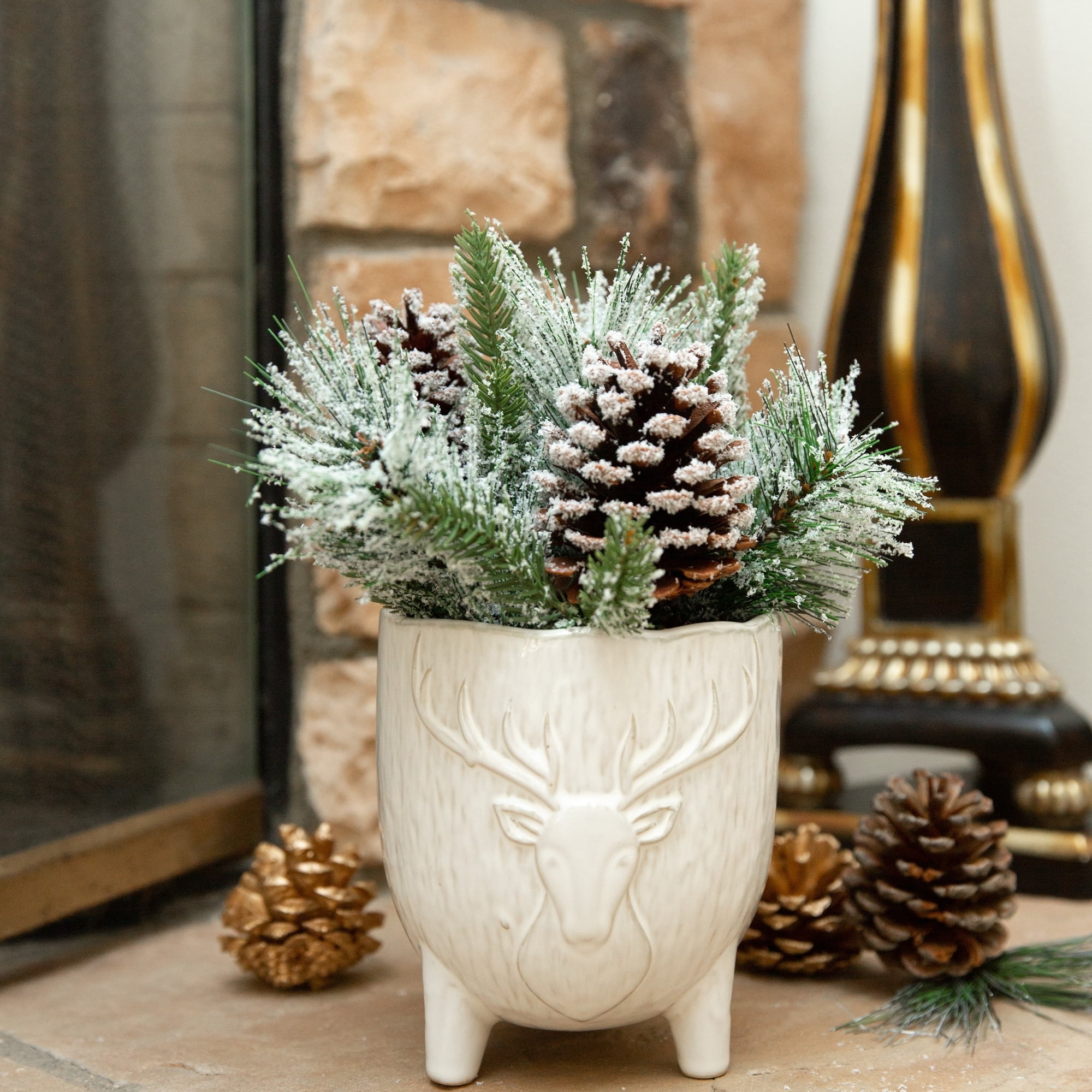 Flora Bunda Xmas Mix in 6" Staghead Ceramic Footed Pot - Walmart.com