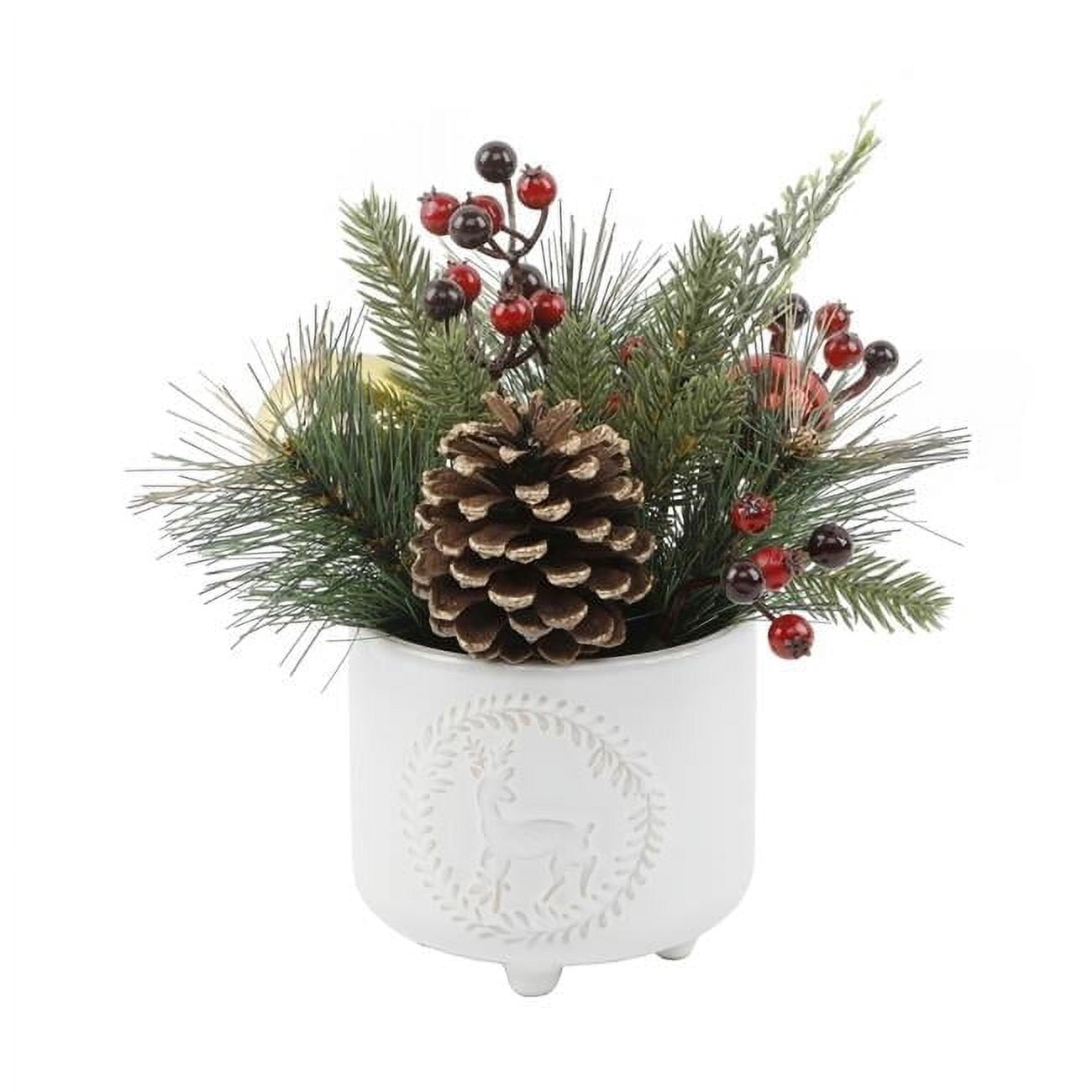Flora Bunda Xmas Mix in Deer Wreath Ceramic Footed Pot - Walmart.com