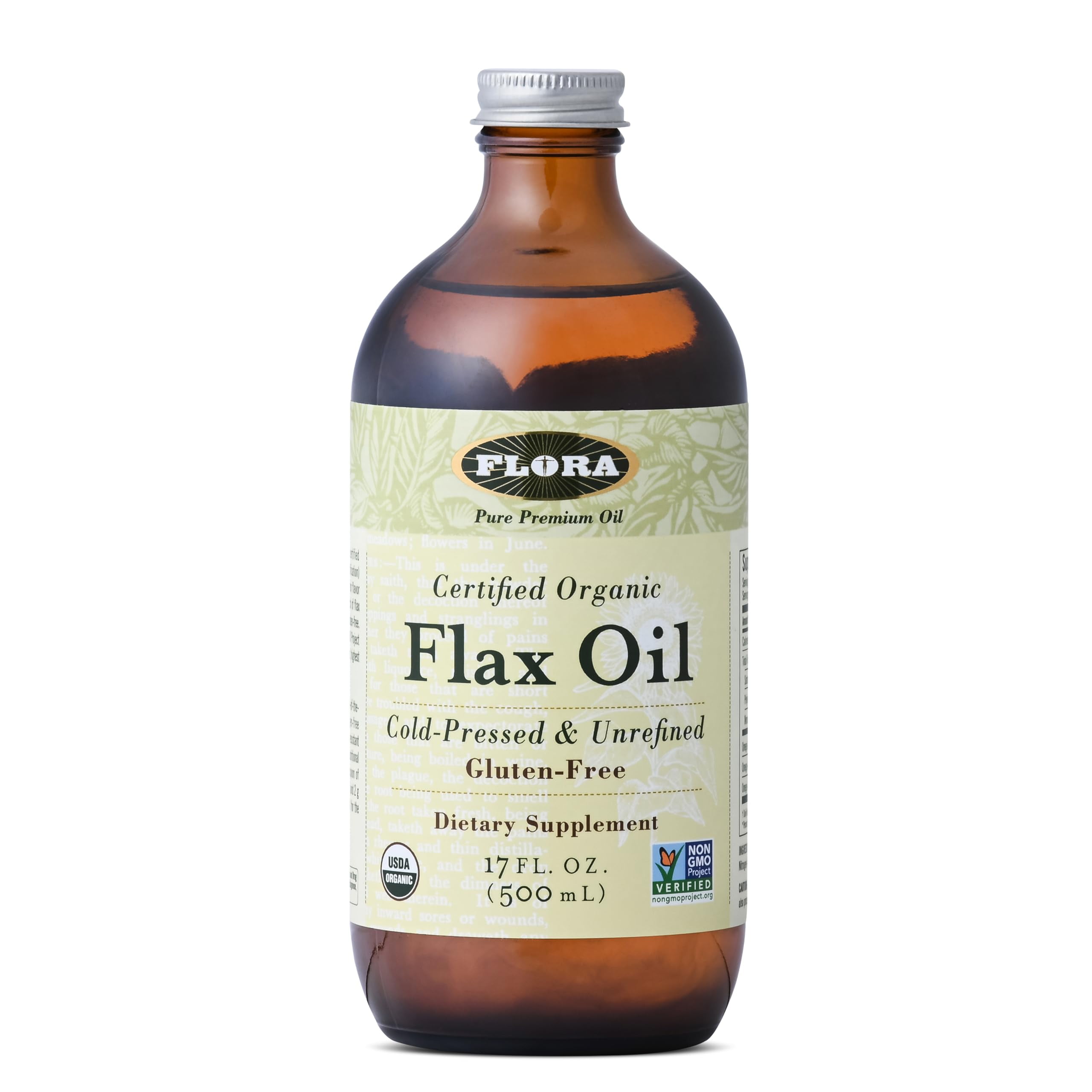 Flora Certified Organic Flax Seed Oil - Cold Pressed & Unrefined - Non ...