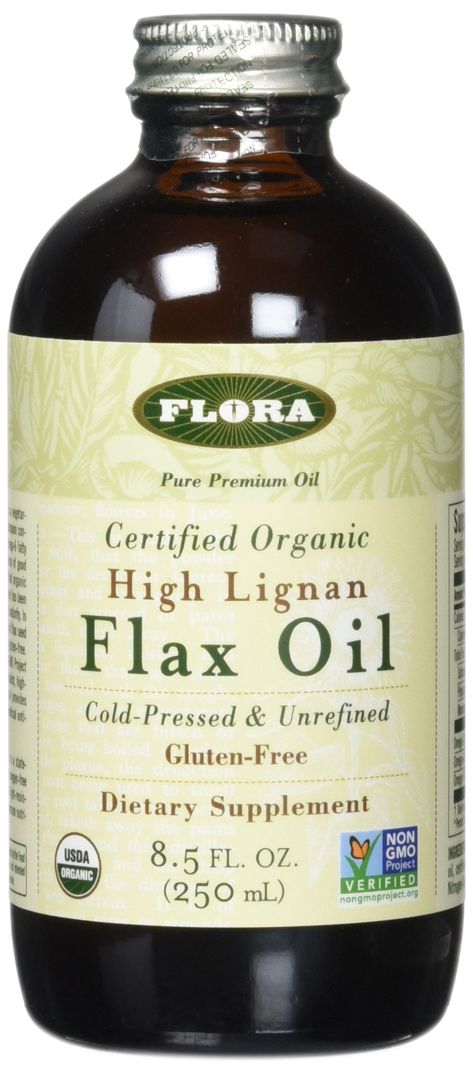 Flora Organic High Lignan Flax Seed Oil, Dietary Supplement Liquid, 8.5 ...