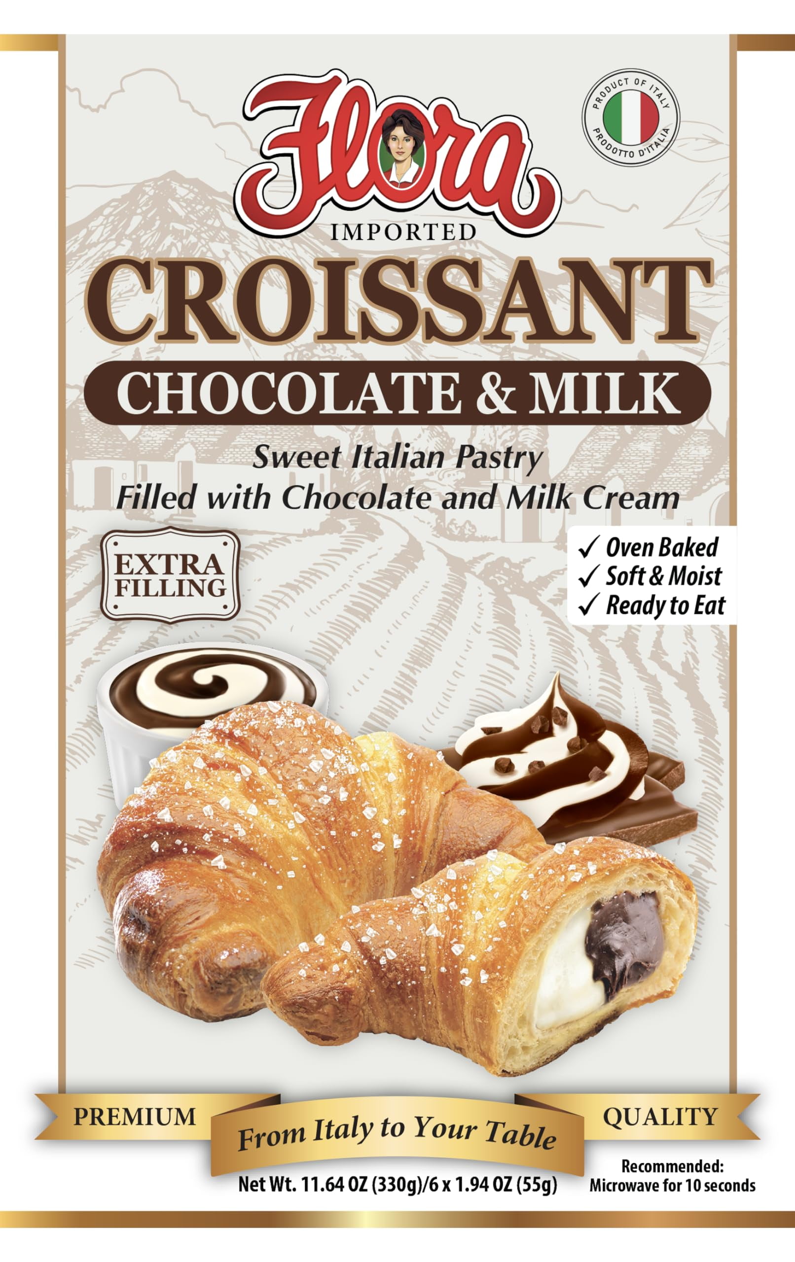 Flora Chocolate & Milk KEF16 Croissants - Italian Pastry with Chocolate ...