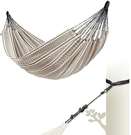 Flora Classic Cotton Hammock & TreeMount - Indoor Outdoor Large Patio ...