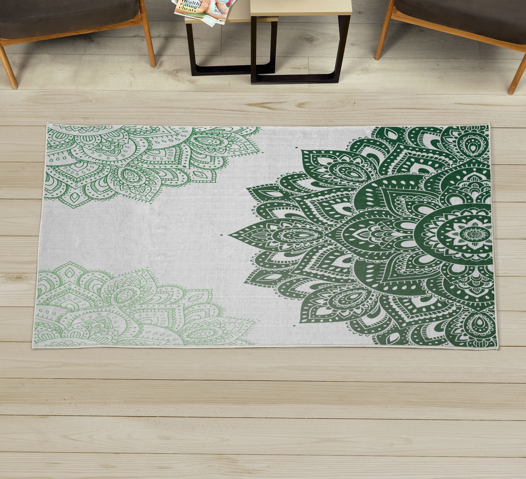 Flora Decorative Rug, South Mandala Design Vibrant Color Ornamental ...