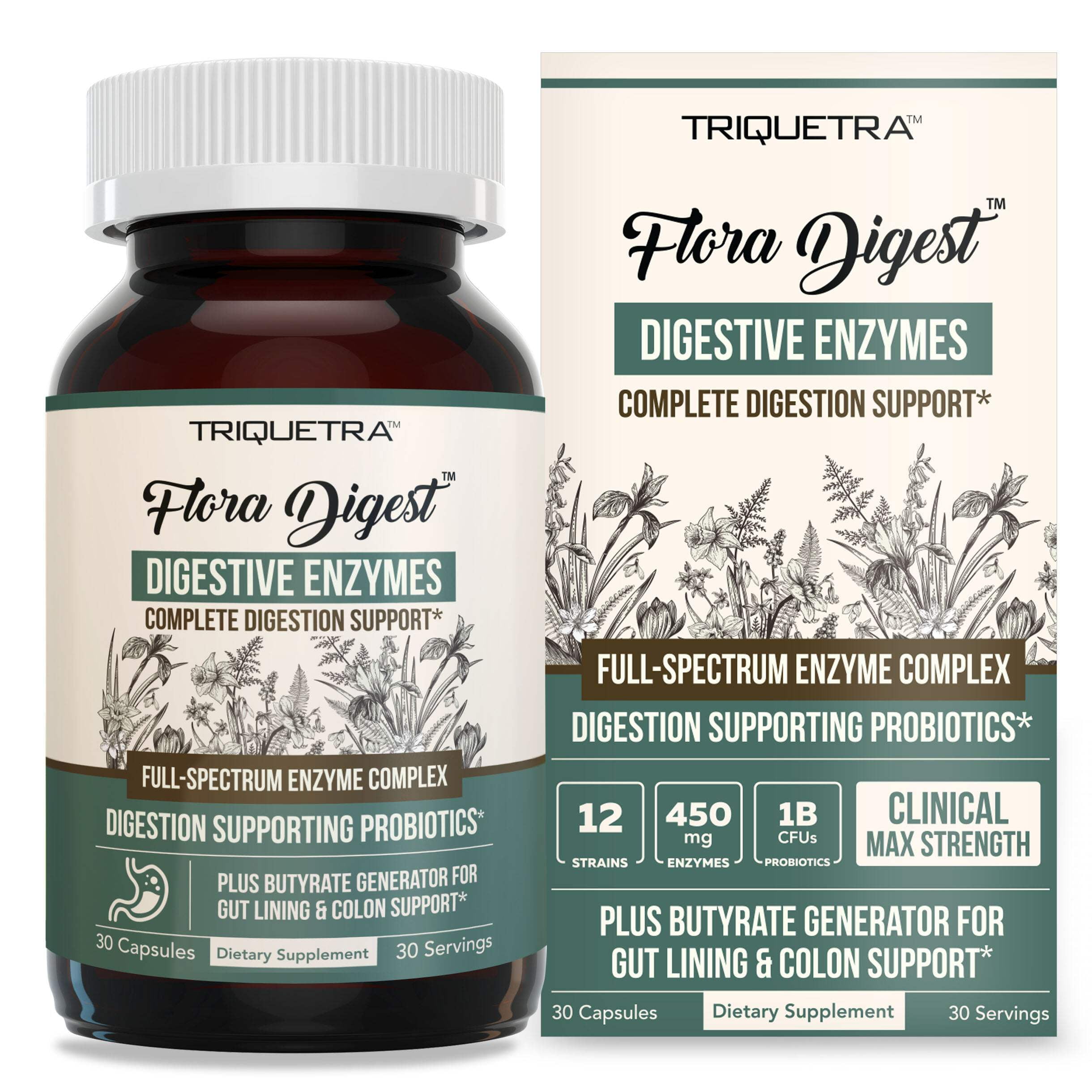 Triquetra Health Flora Digest – Digestive Enzymes Plus Probiotics ...