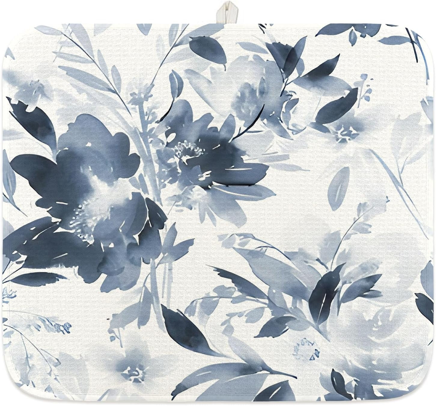 Flora Dish Drying Mat - Blue Spring Flower Mat for Kitchen Counter ...
