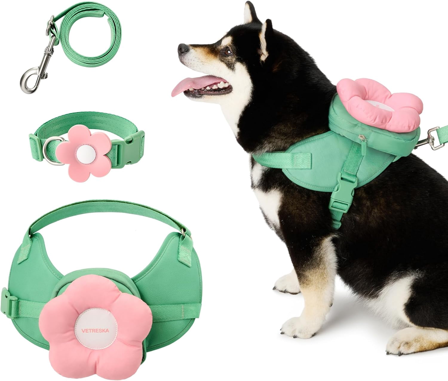 Flora Dog Harness, Leash and Collar Set with Poop Dispenser and 105 ...