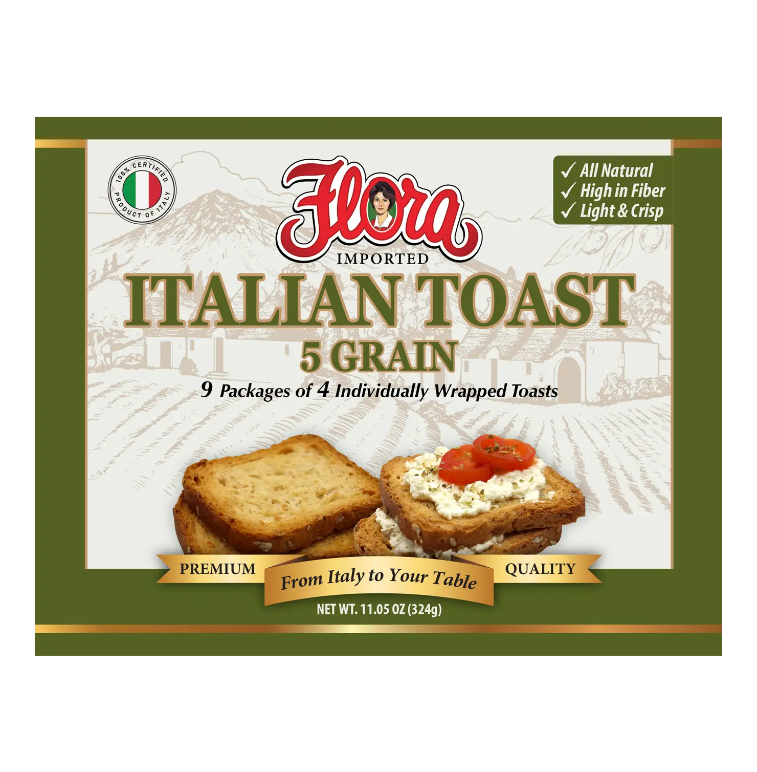 Flora Foods - Italian 5 Grain Hard Toast, Wheat & Rye Multigrain Snack ...
