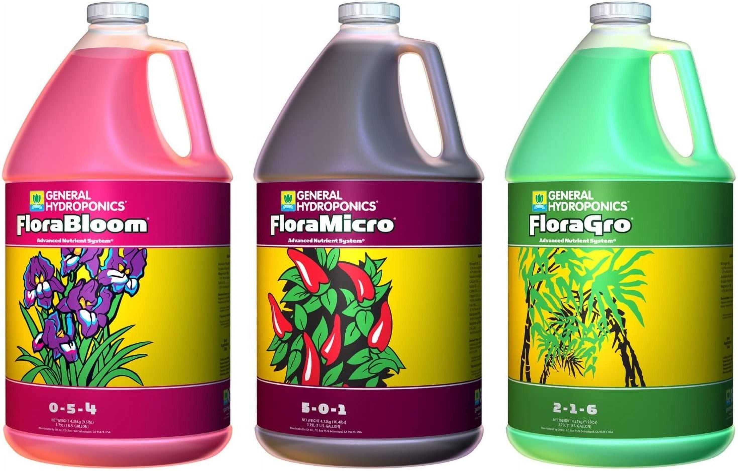 Flora Grow, Bloom, Micro Combo Fertilizer, 1 gallon each, Pack of 3 - Walmart.com