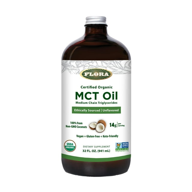 Flora Health MCT Oil Organic Energy Boost, C8 Caprylic & C10 Capric Acids, Keto, Kosher, Non-GMO ...